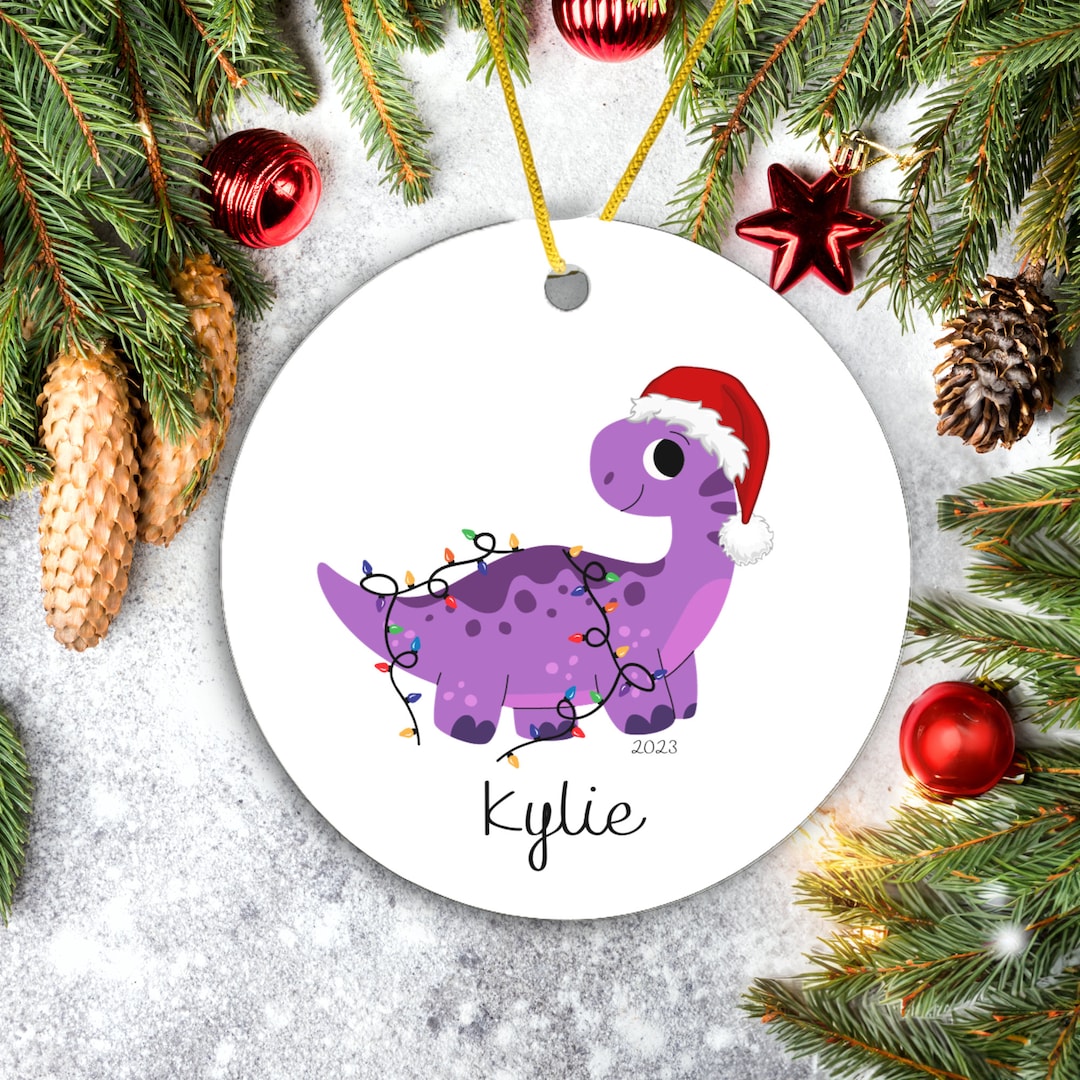 Custom Dinosaur Ornament for Kids, Personalized Dino Ornament, Dinosaur ...