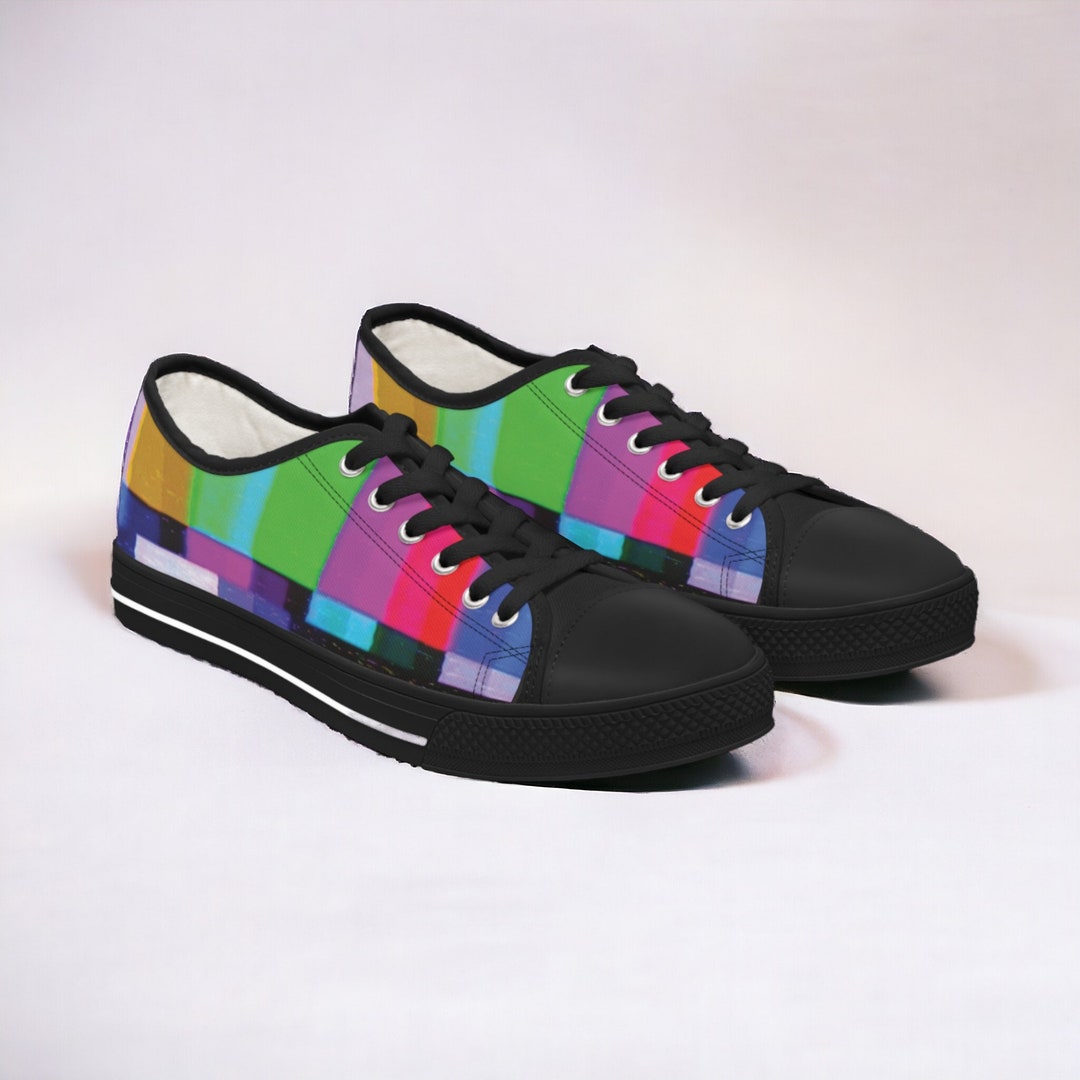Retro Shoes 90s Style VHS Color Bars Womens Low Top Sneakers Canvas ...