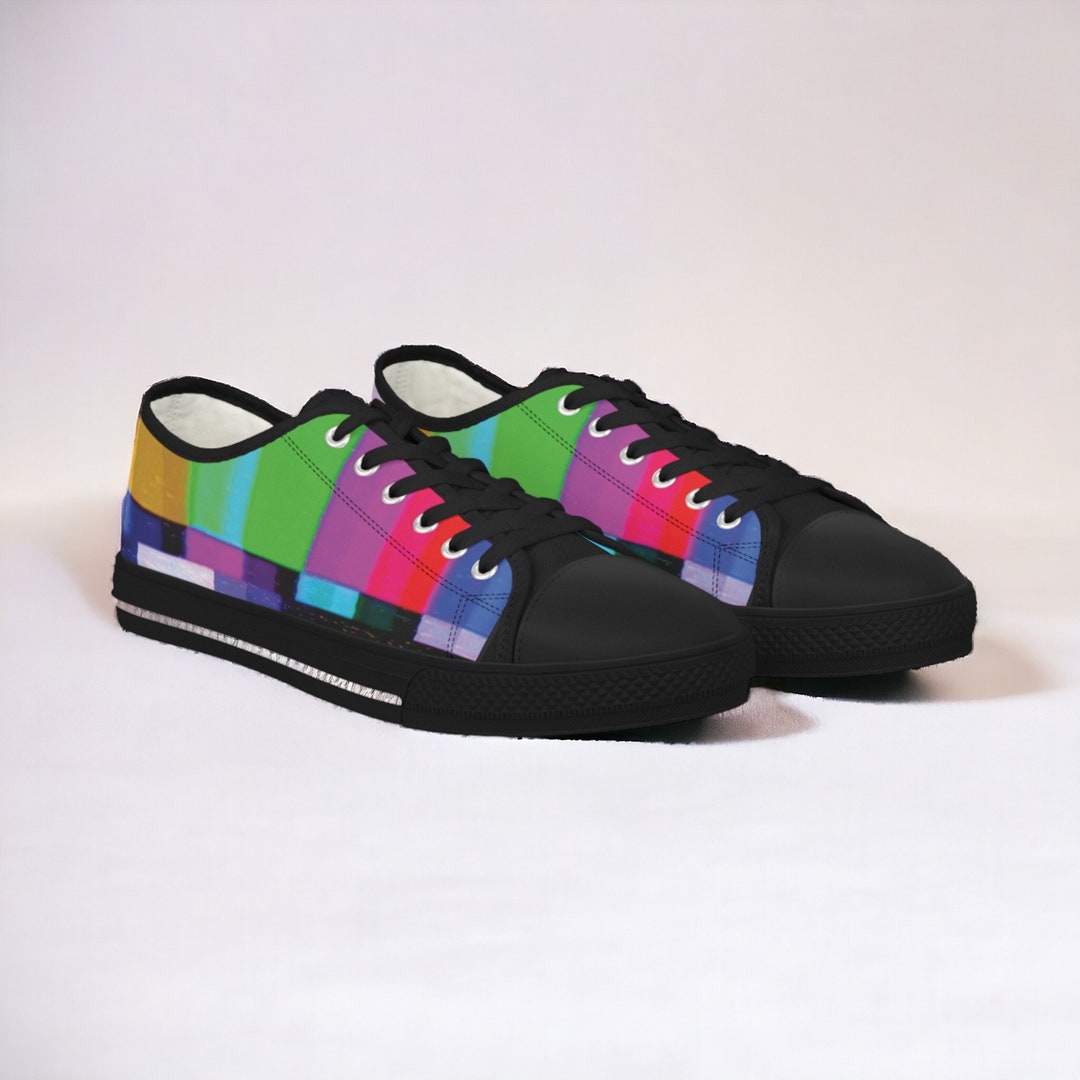 Retro Shoes 90s Style VHS Color Bars Men's Low Top Sneakers Canvas ...