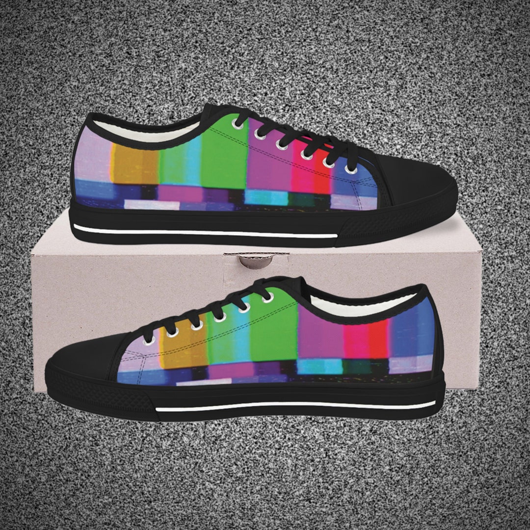 Y2K Aesthetic Men's Sneakers, VHS Color Bars, Retro 90s Shoes ...