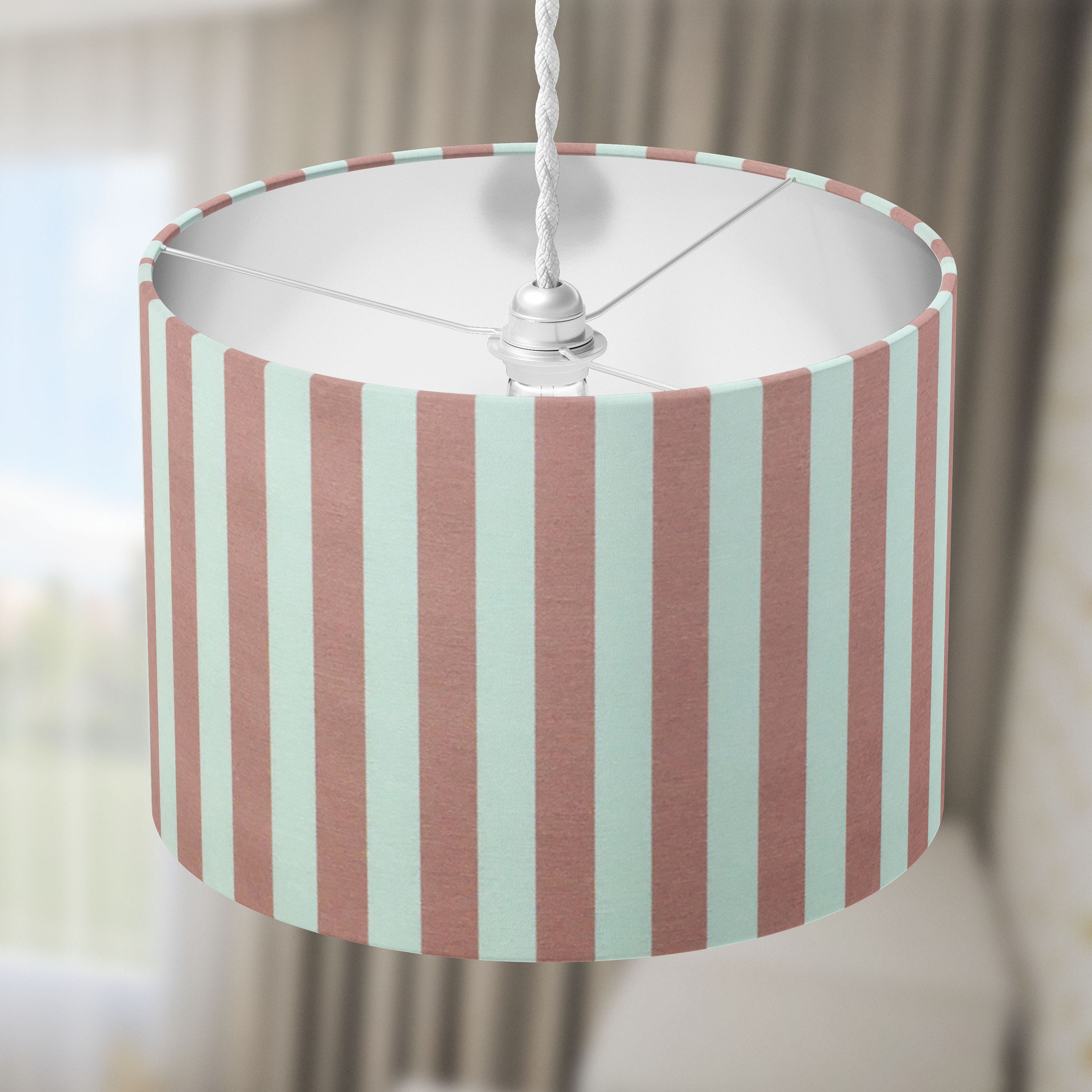 Dusty Pink Lampshade, Stripe Lamp Shade, Blush Light Pink Romantic Boho ...