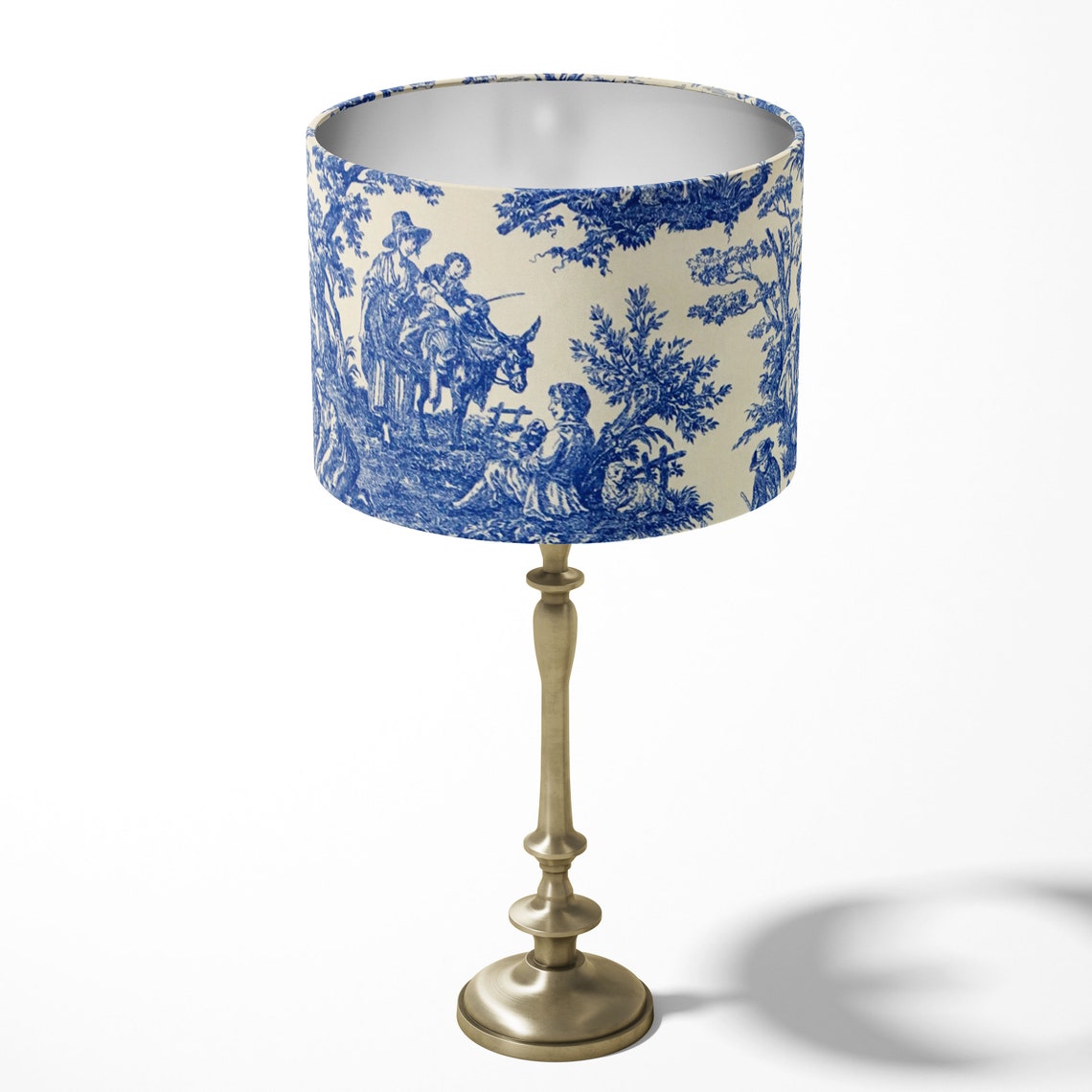 Toile Lampshade, French Lamp Shade, Blue White Lampshade, Countryside ...
