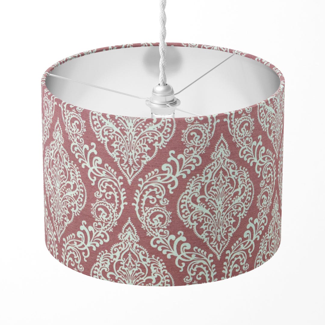 Dusty Pink Lampshade, Damask Lampshade, Pink and White Lampshade, Blush ...