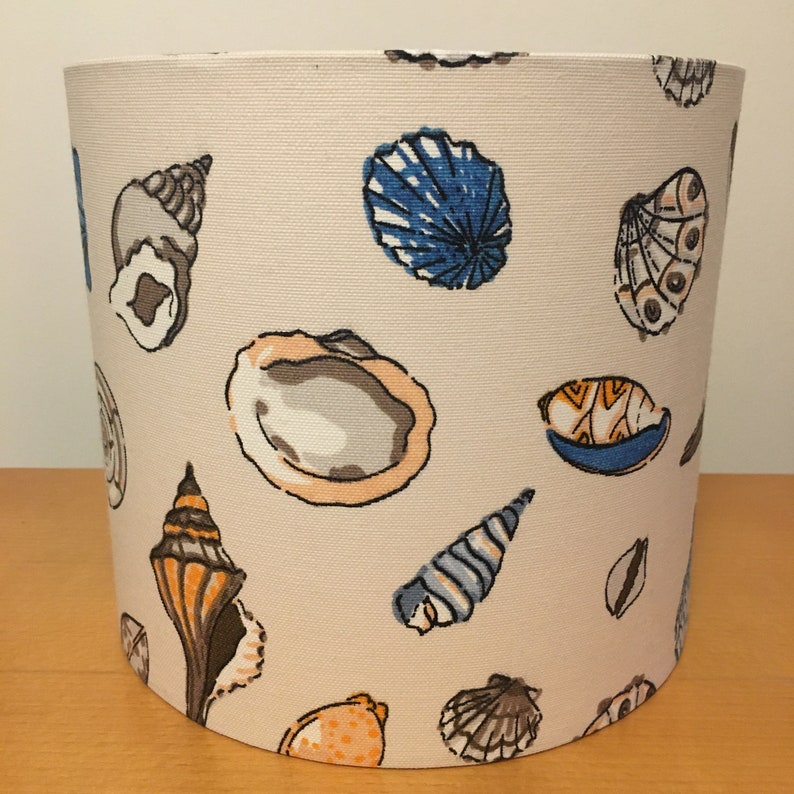 Sea Shell Lamp Shade, Beach Lampshade, Coastal Light Shade, Beige Blue ...