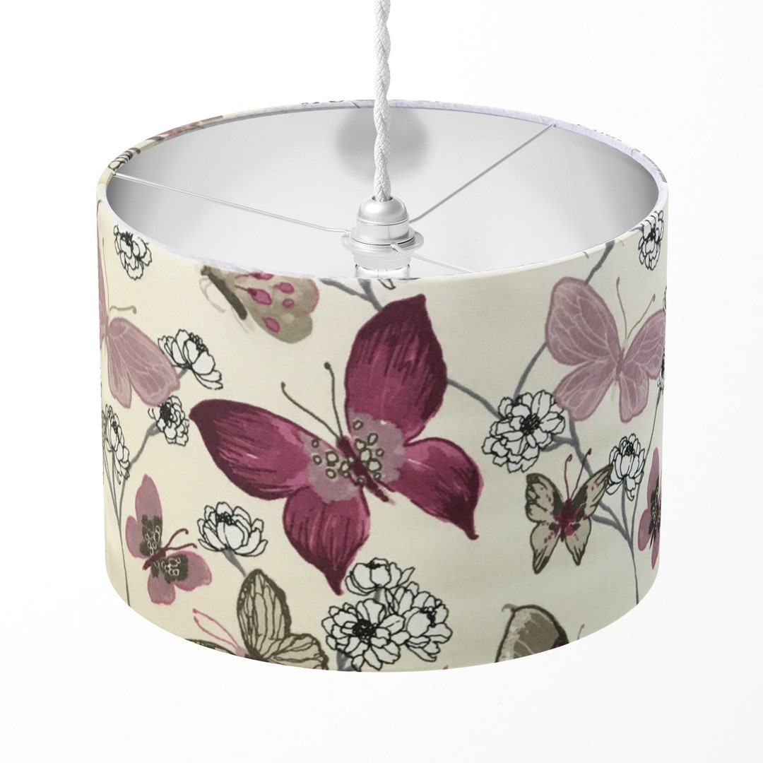 Butterfly Lampshade, Nature Lamp Shade, Floral Lampshade, Purple Lilac ...