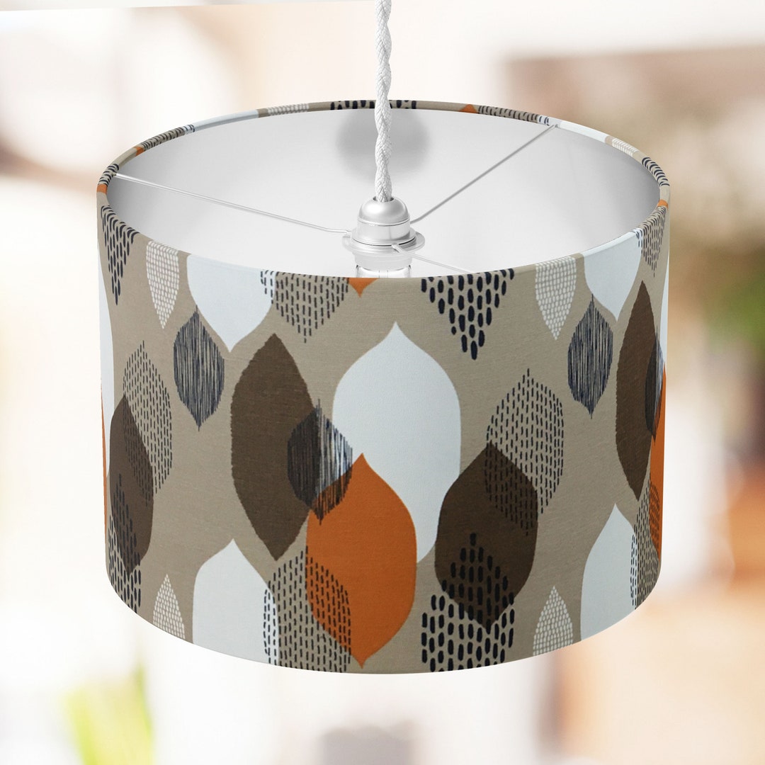 Retro Lamp Shade, Geometric Lampshade, Orange Lampshade, Abstract Boho ...