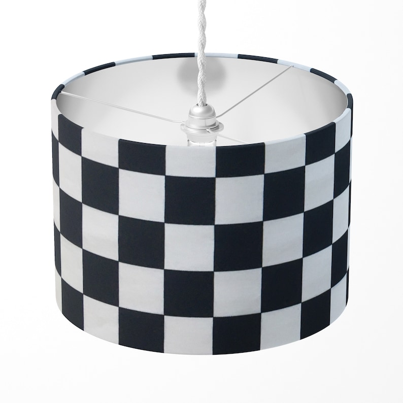 Checkered Lampshade Black and White Lampshade Geometric - Etsy