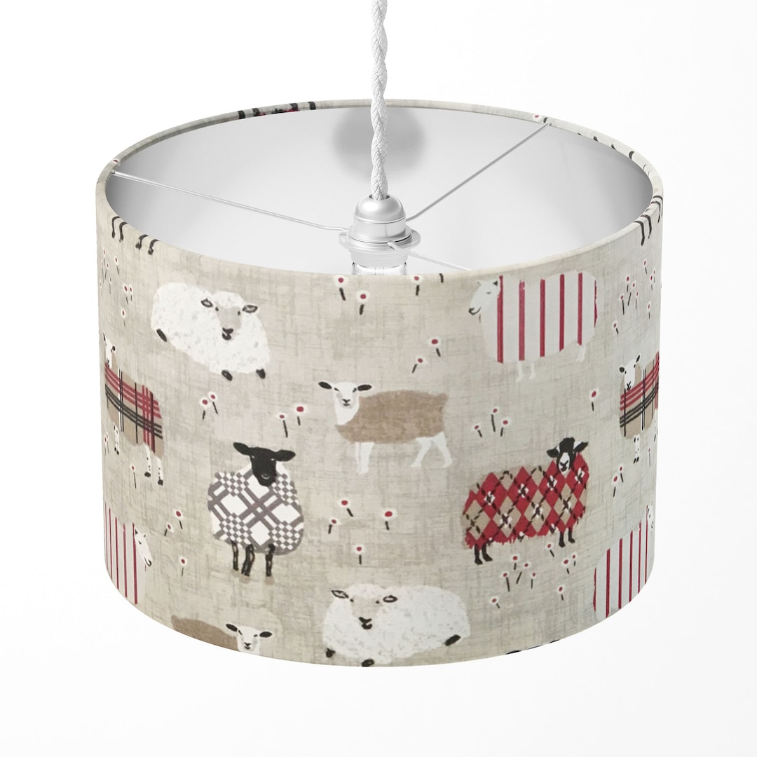 Sheep Lampshade, Grey Lamp Shade, Animal Print Light Shade, Country ...