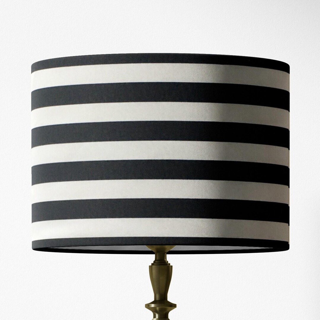 Black White Stripe Lamp Shade, Monochrome Lampshade, Circus Lampshade ...