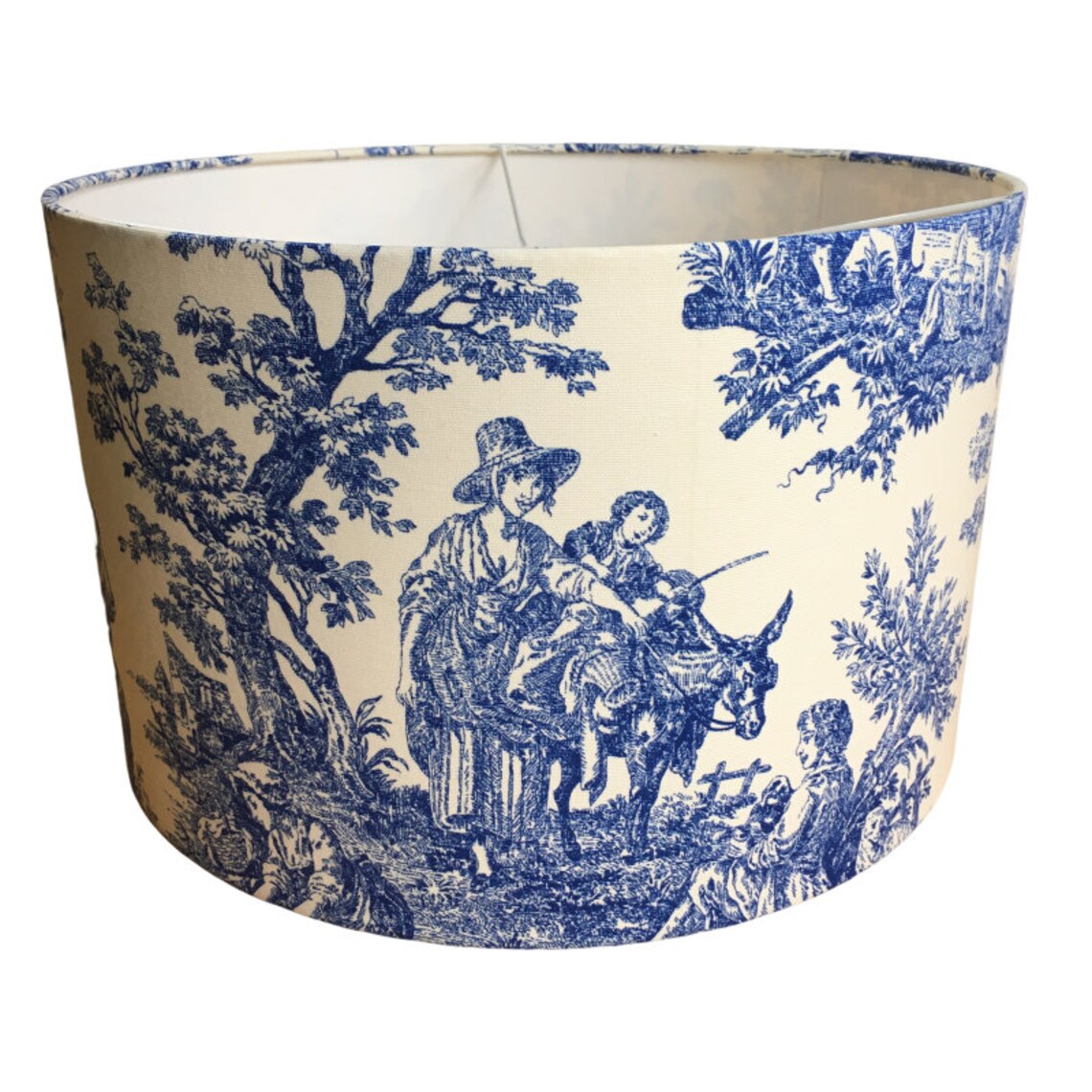 Toile Lampshade, French Lamp Shade, Blue White Lampshade, Countryside ...