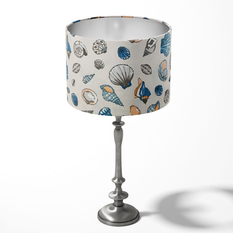 Sea Shell Lamp Shade, Beach Lampshade, Coastal Light Shade, Beige Blue ...