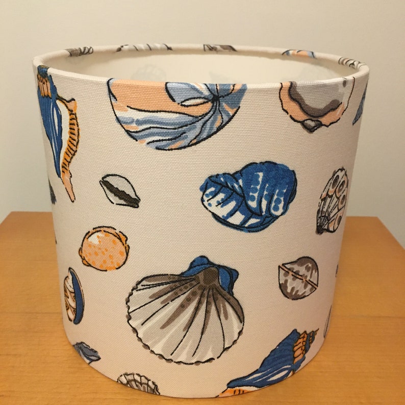 Sea Shell Lamp Shade, Beach Lampshade, Coastal Light Shade, Beige Blue ...