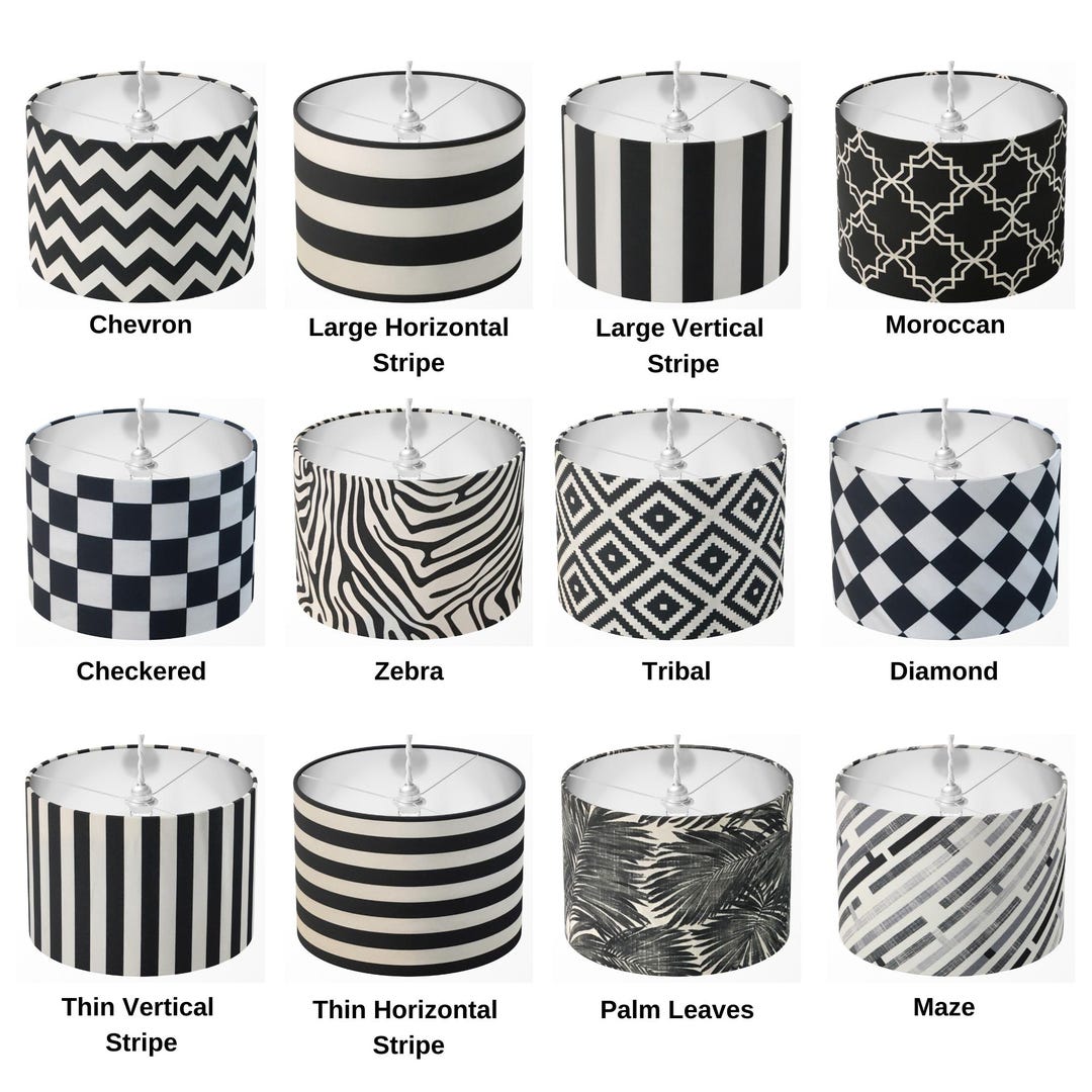 Black and White Lampshade, Geometric Lamp Shade, Monochrome Lampshade ...