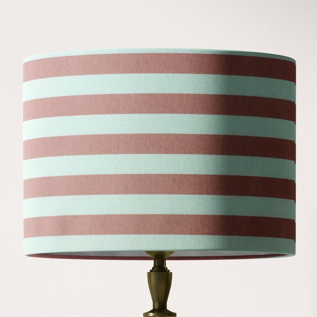 Pink Stripe Lampshade, Blush Pink Lampshade, Dusky Light Pink Country ...