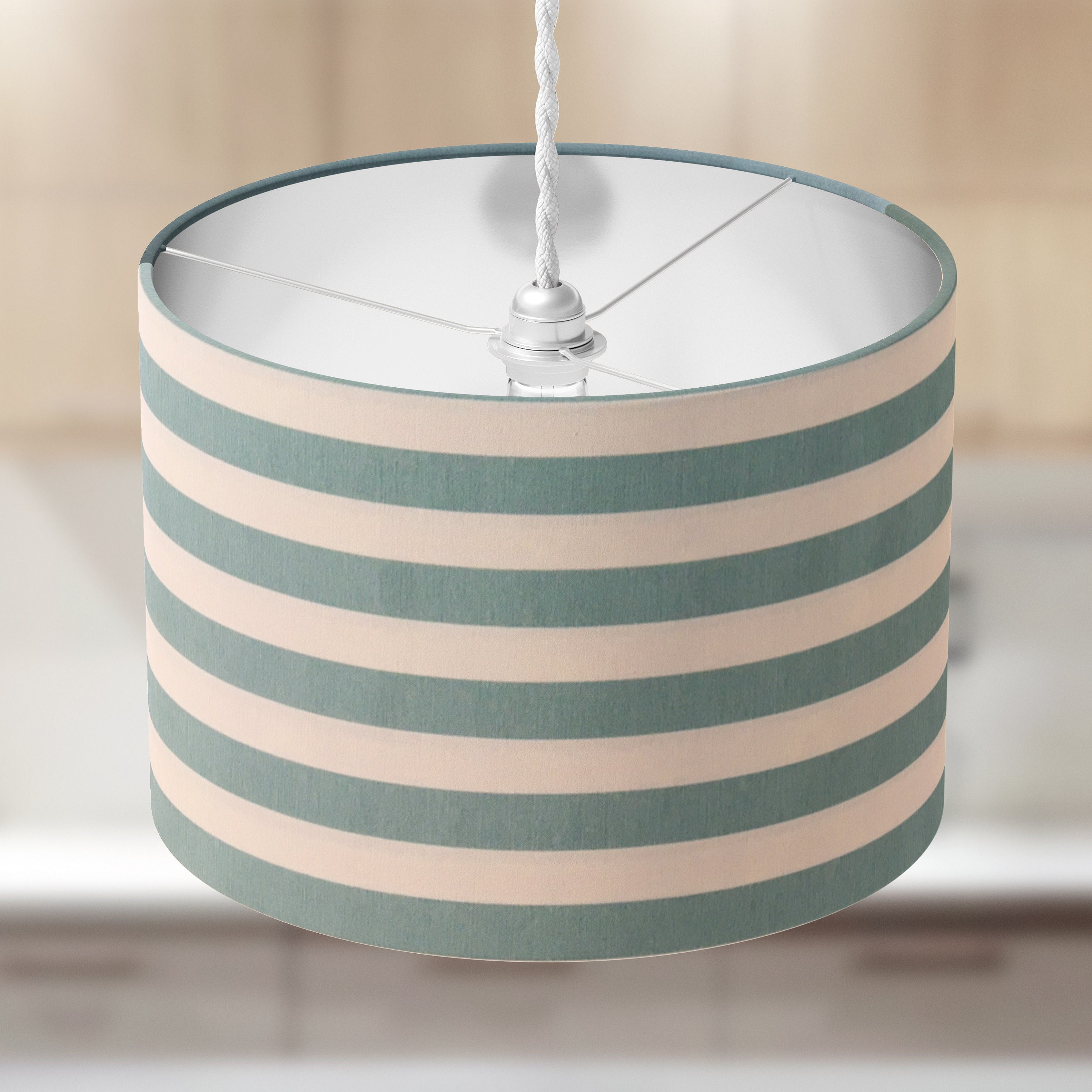 Duck Egg Light Shade, Stripe Lamp Shade, Mint Lampshade, Green Drum ...