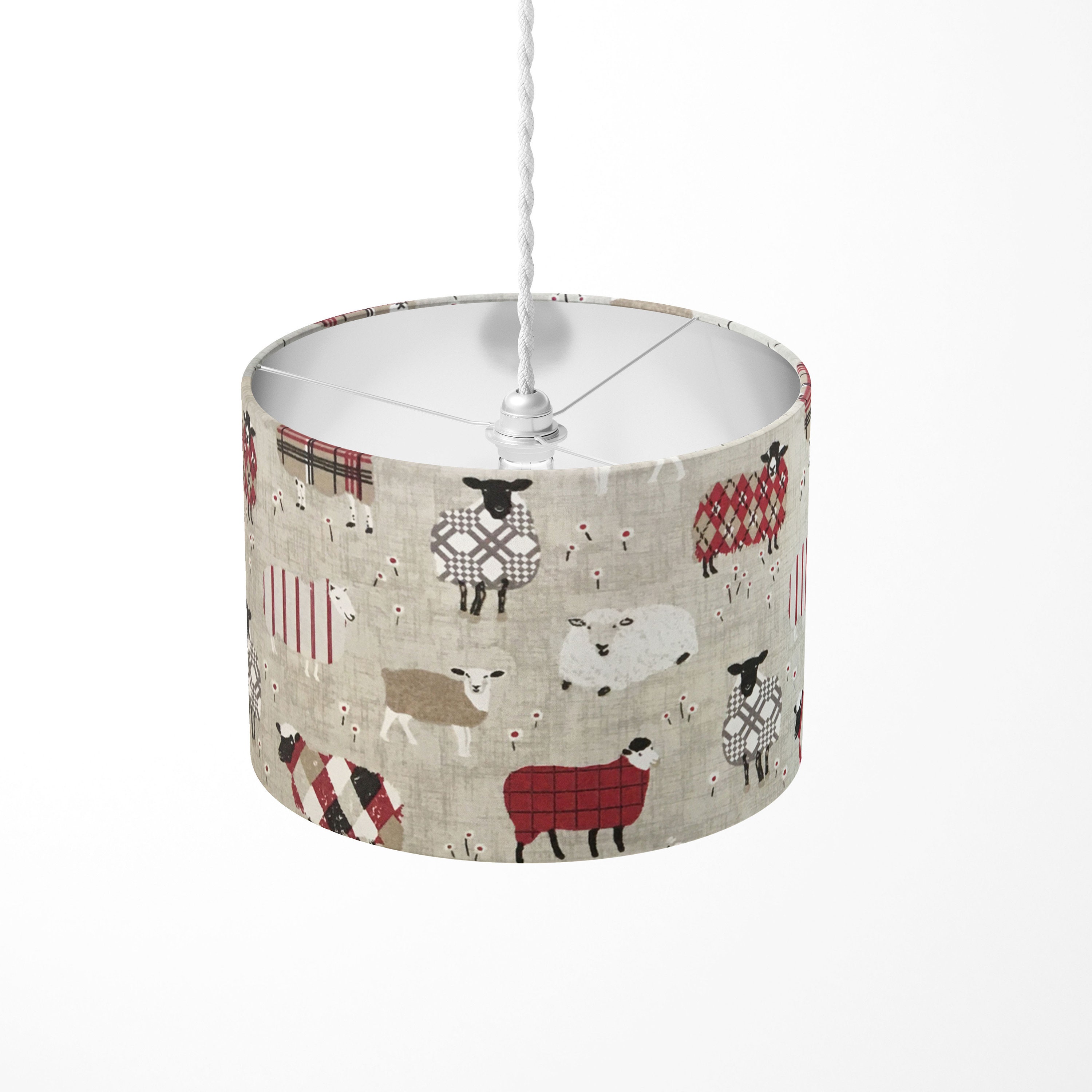 Sheep Lampshade, Grey Lamp Shade, Animal Print Light Shade, Country ...