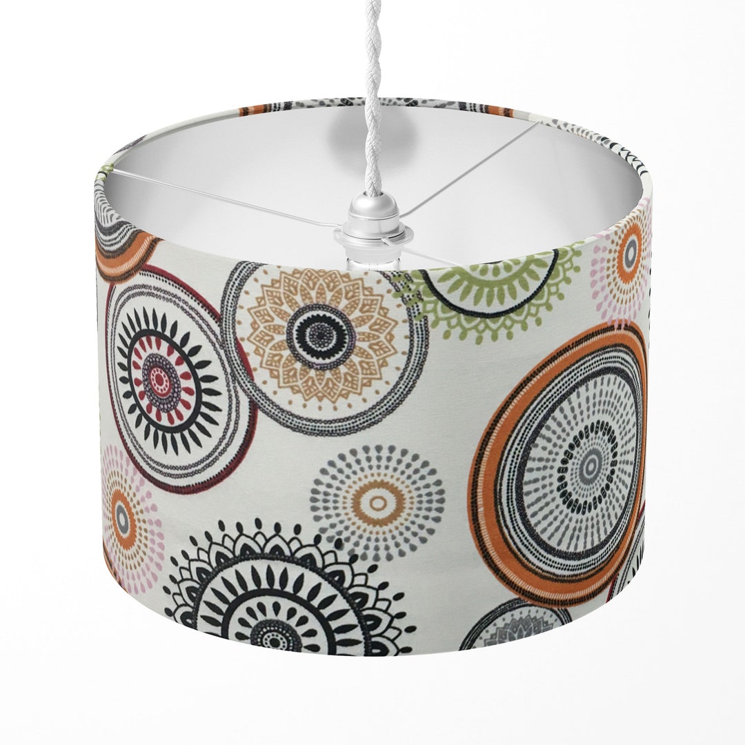Geometric Lampshade, Circle Lamp Shade, Mandala Lamp Shade, Orange ...