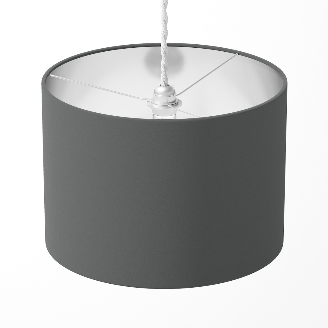Dark Grey Lampshade, Charcoal Lamp Shade, Table Light Shade, Plain ...