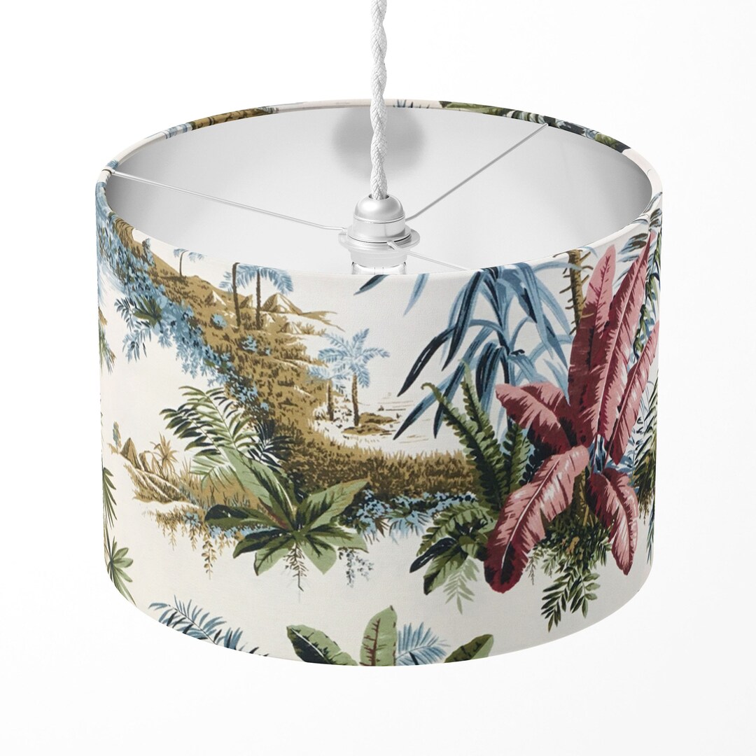 Palm Leaf Lampshade, Tropical Light Shade, Botanical Lamp Shade, Green ...