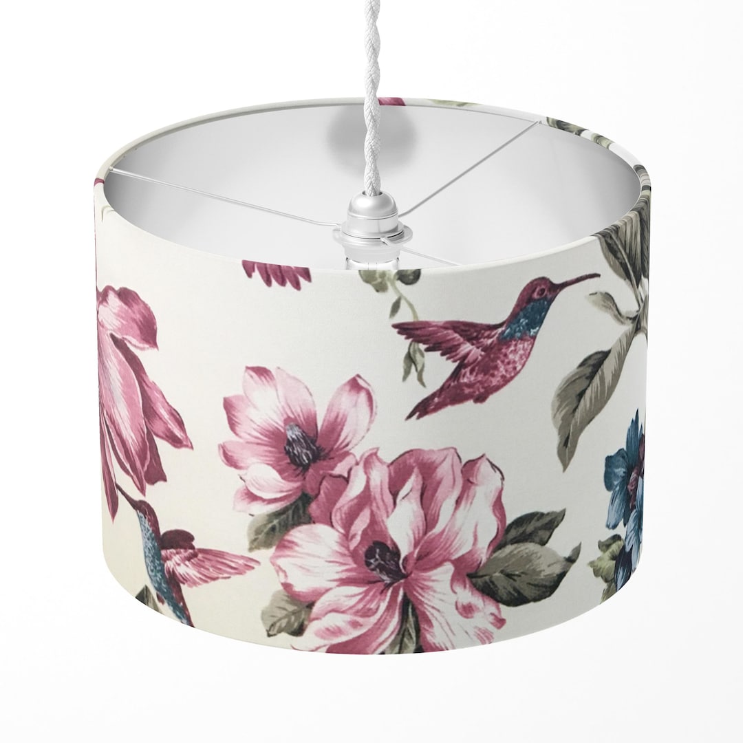 Bird Lamp Shade, Pink Floral Lampshade, Hummingbird Lampshade ...