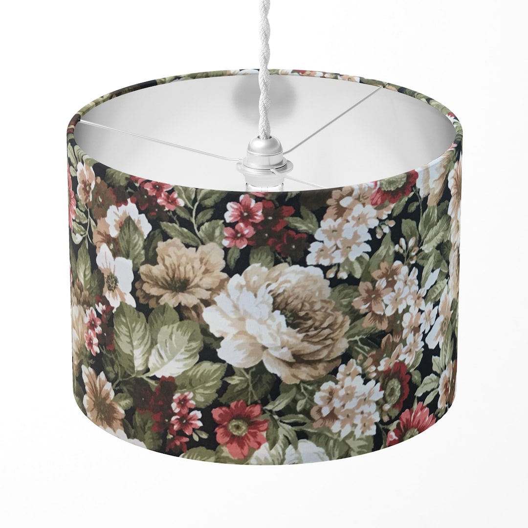 Floral Lampshade, Roses Lamp Shade, Flower Light Shade, Burgundy Sage ...