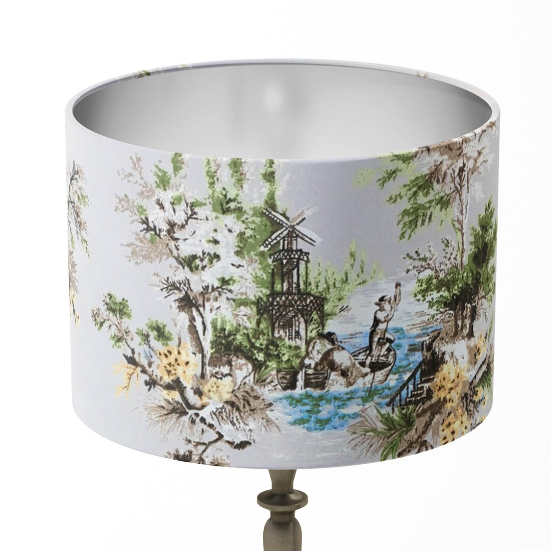 Toile Lampshade, Landscape Lampshade, Country Lamp Shade, Watercolor ...