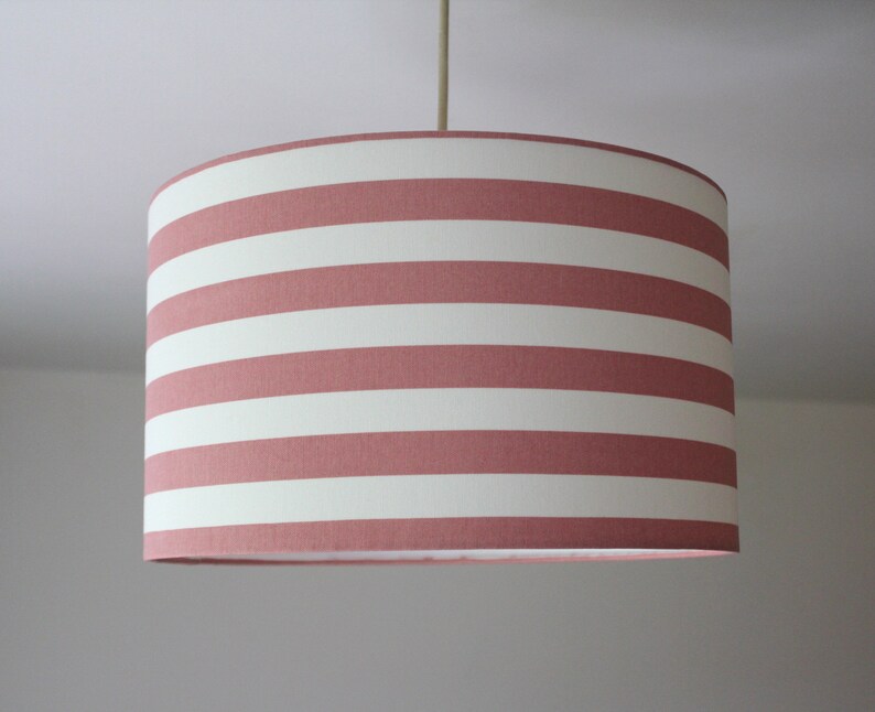 Pink Stripe Lampshade, Blush Pink Lampshade, Dusky Light Pink Country ...
