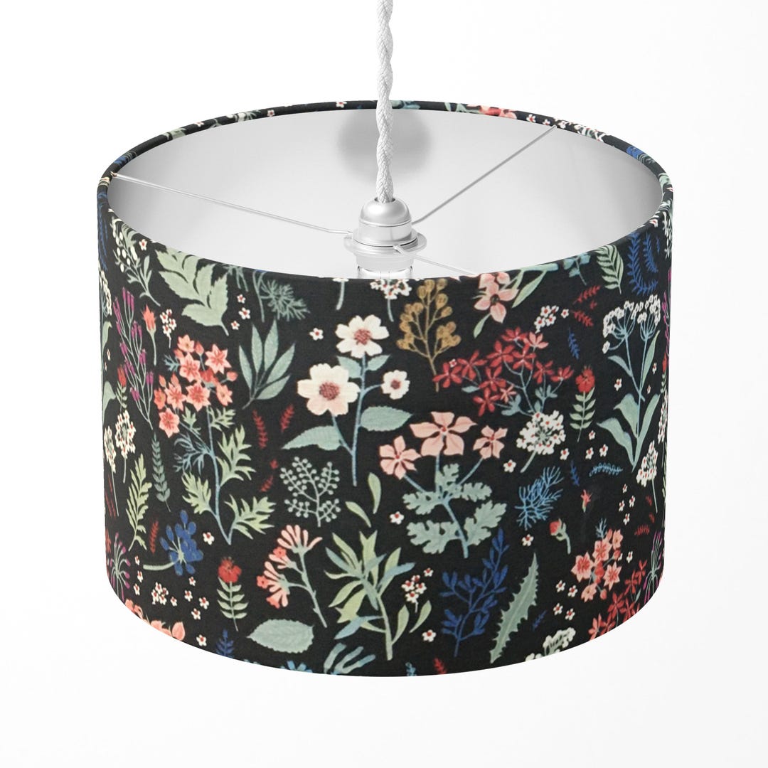Dark Floral Lampshade, Wildflower Lampshade, Botanical Lamp Shade ...