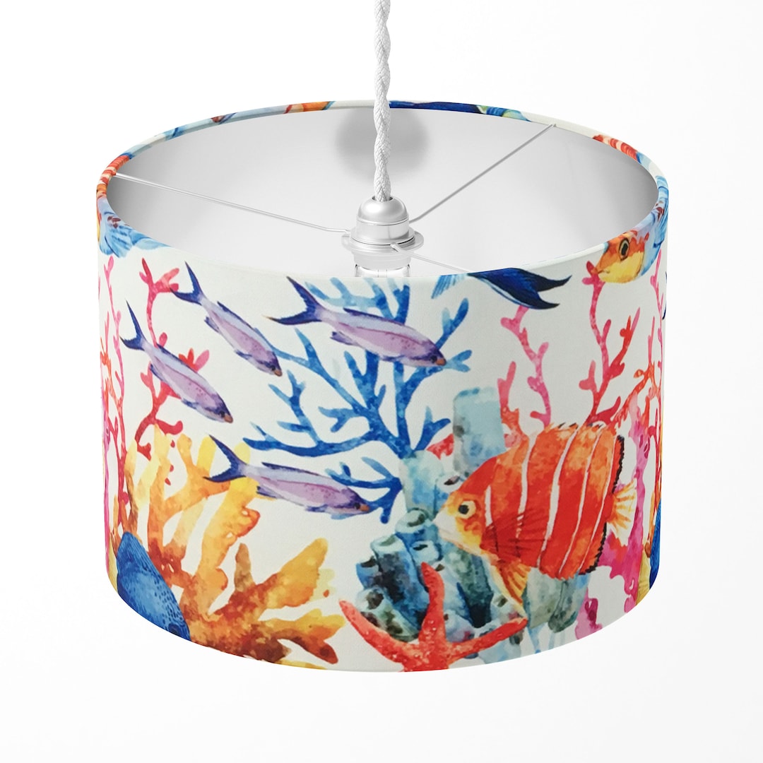 Fish Lamp Shade, Ocean Lampshade, Nautical Tropical Animal Under the ...