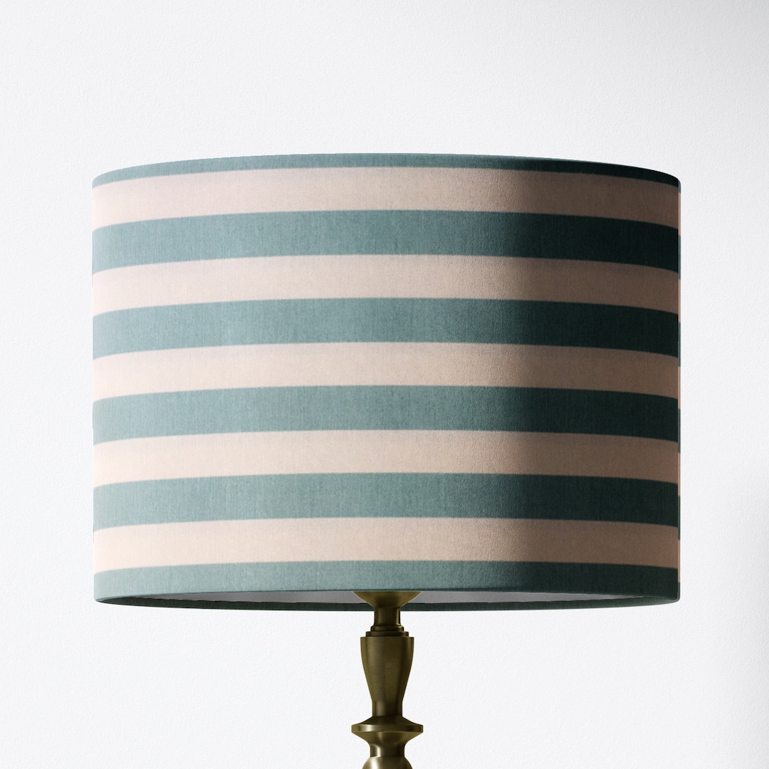 Duck Egg Light Shade, Stripe Lamp Shade, Mint Lampshade, Green Drum ...