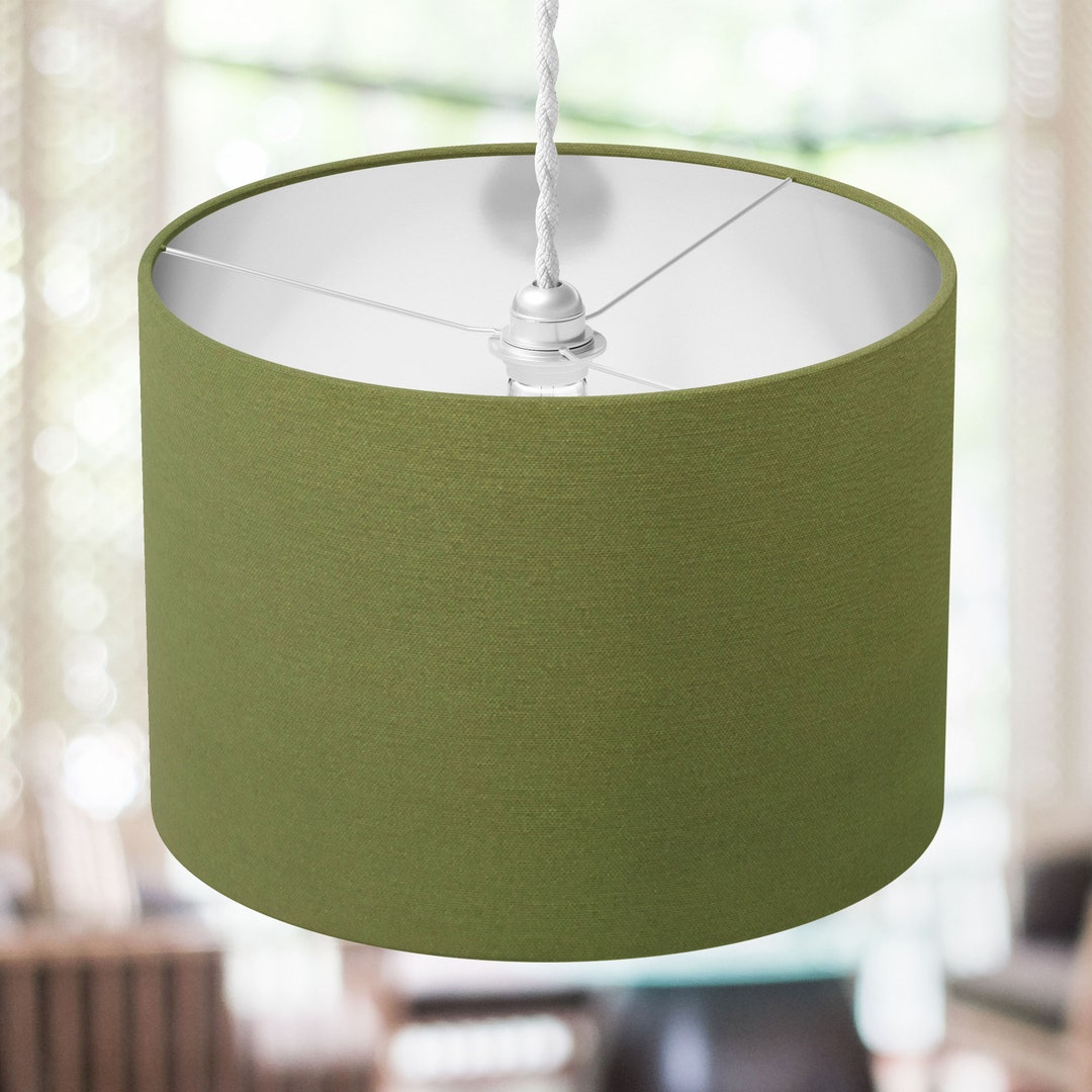 Olive Green Lampshade, Moss Green Lamp Shade, Custom Lampshade, Boho ...