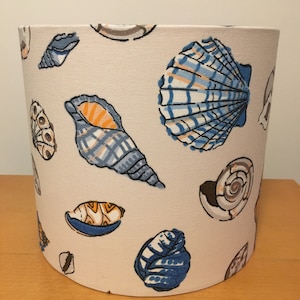 Sea Shell Lamp Shade, Beach Lampshade, Coastal Light Shade, Beige Blue ...