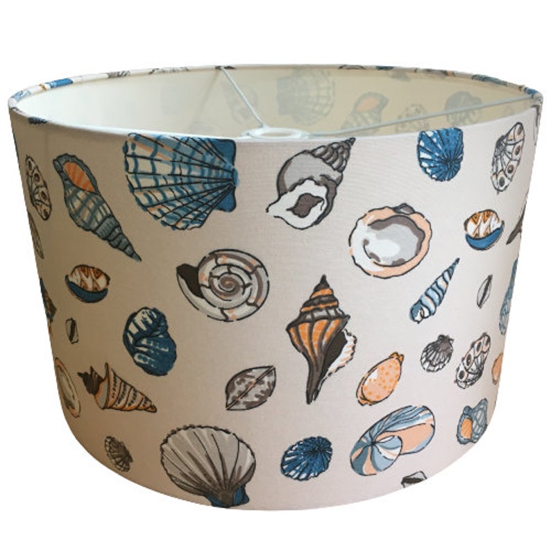 Sea Shell Lamp Shade, Beach Lampshade, Coastal Light Shade, Beige Blue ...