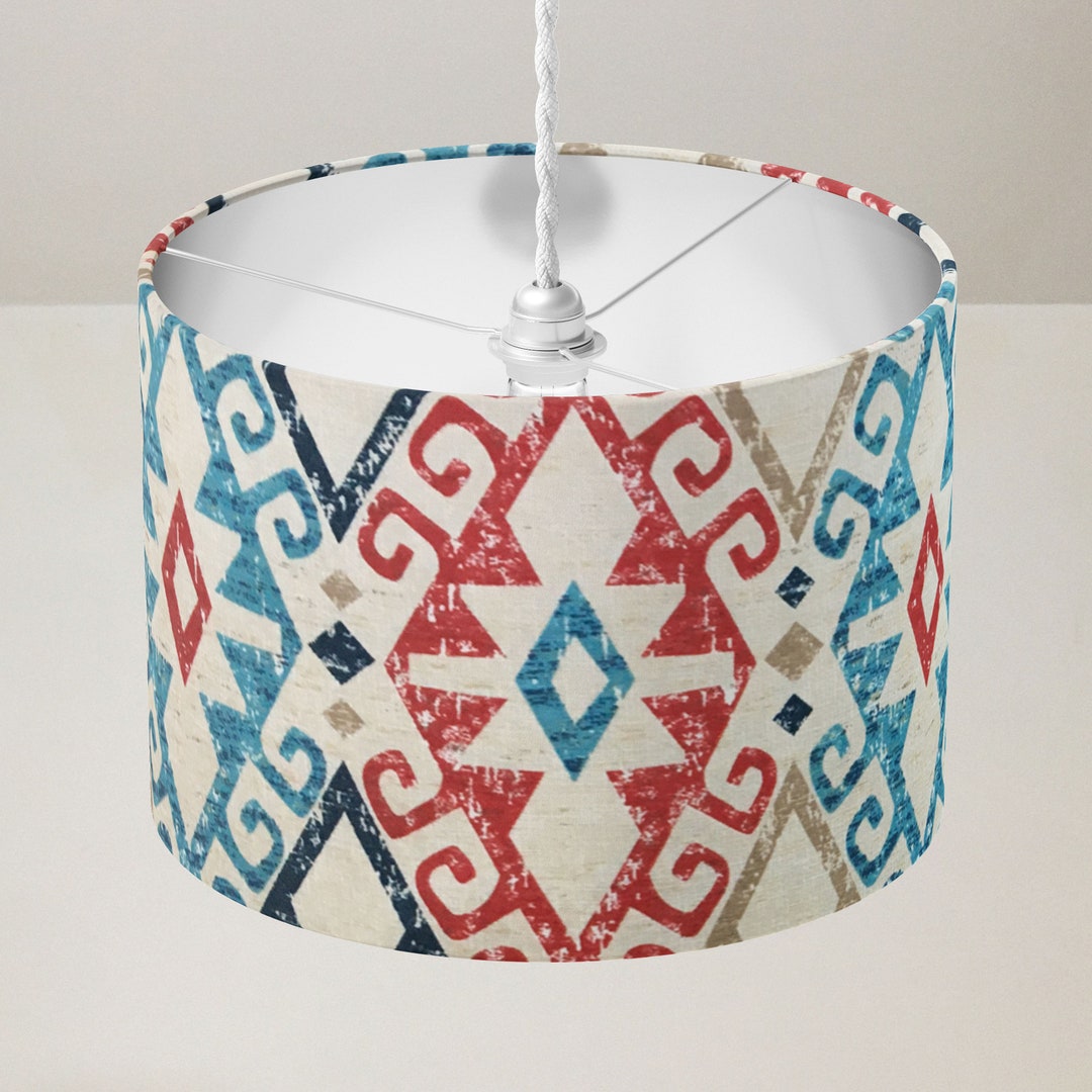 Kilim Lampshade, Diamond Lamp Shade, Geometric Lampshade, Red Blue ...
