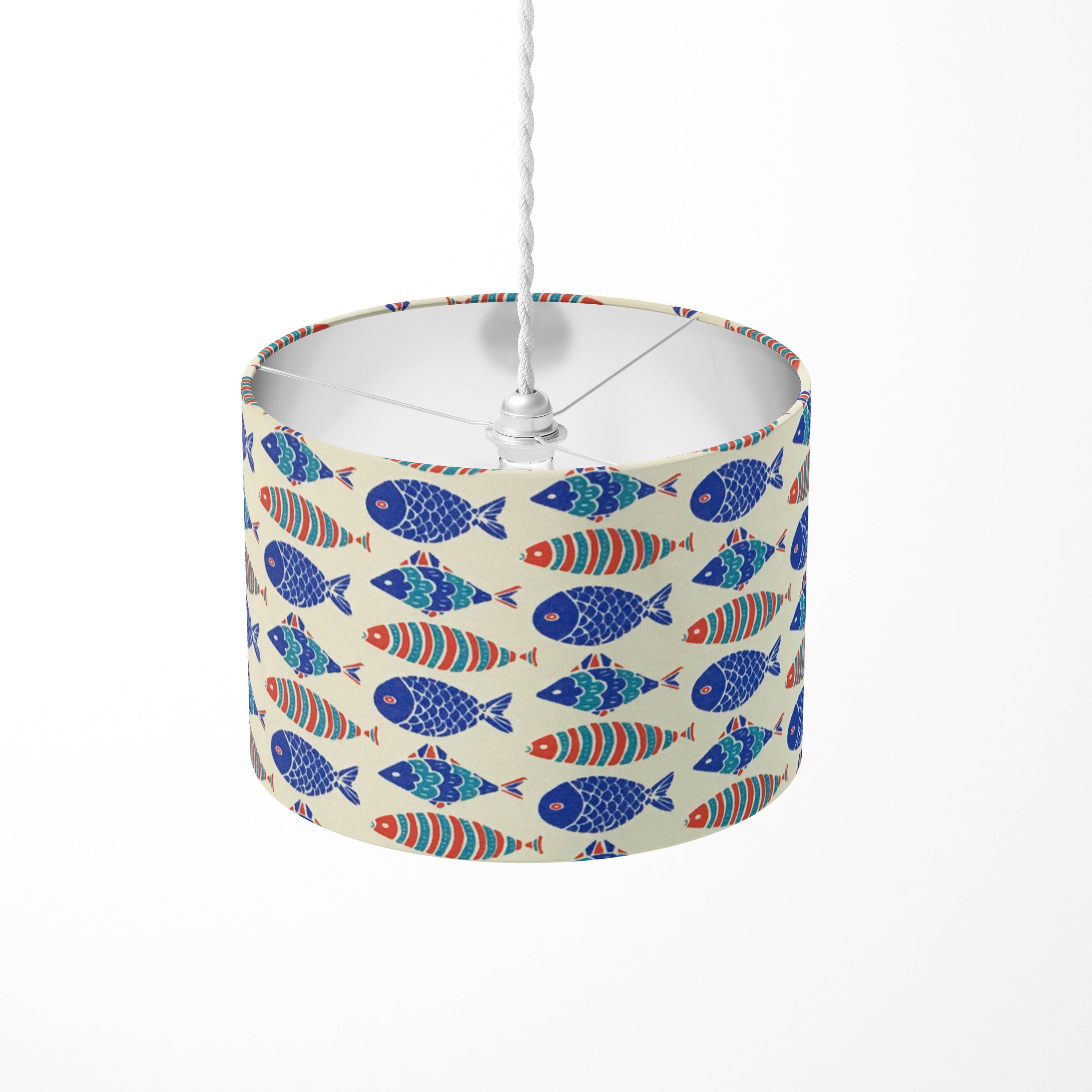 Fish Lampshade, Nautical Lampshade, Coastal Lampshade, Blue Red Ocean ...