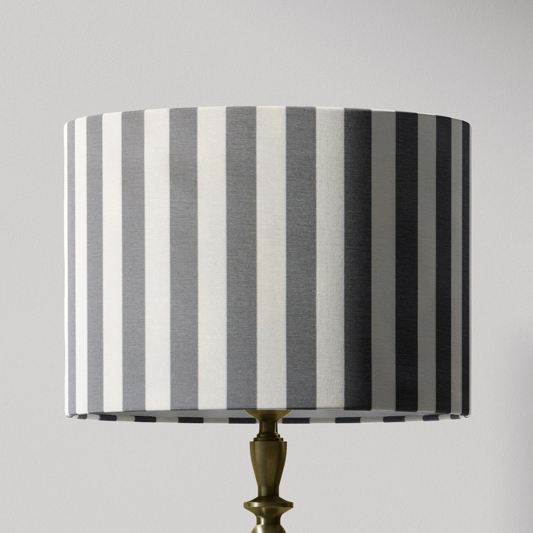 Grey and White Lampshade, Stripe Lamp Shade, Countryside Lampshade ...