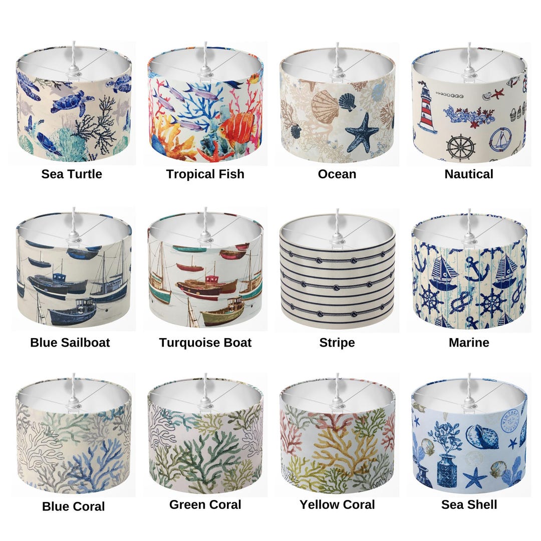 Nautical Lampshade, Ocean Lamp Shade, Coastal Light Shade, Seaside ...