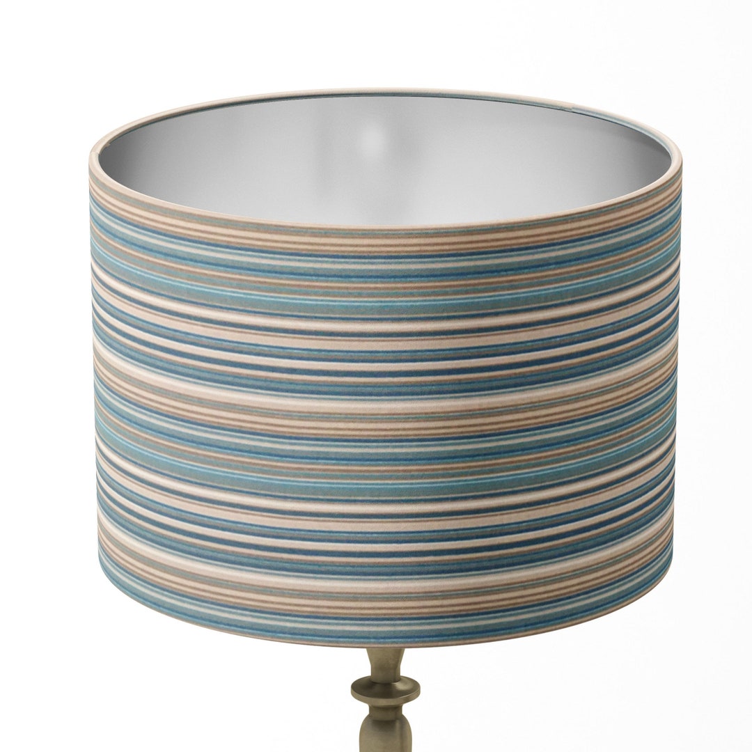 Turquoise Lampshade, Teal Light Shade, Stripe Lamp Shade, Duck Egg ...