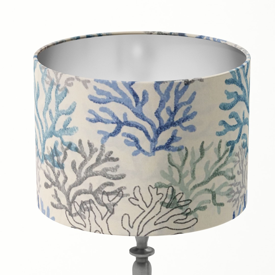 Nautical Lampshade, Ocean Lamp Shade, Blue White Lampshade, Coral Reef ...