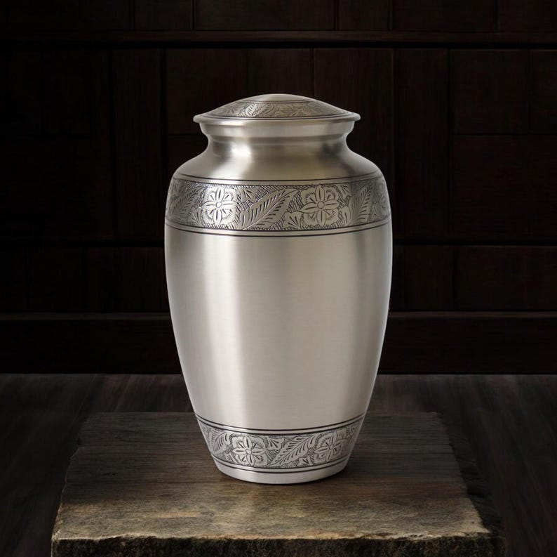 Elegant Brass Cremation Urn: Floral Engraved Memorial - Etsy