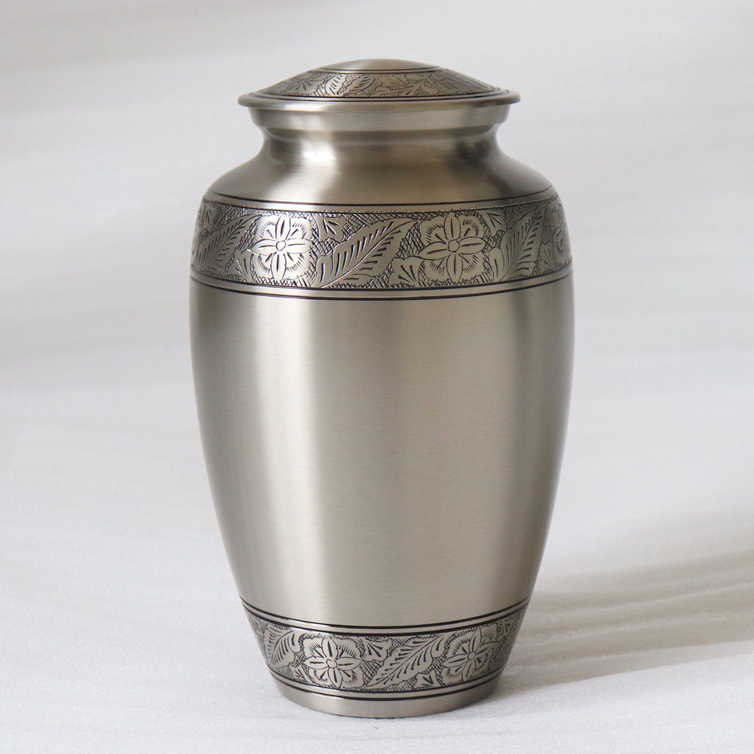 Elegant Brass Cremation Urn: Floral Engraved Memorial - Etsy