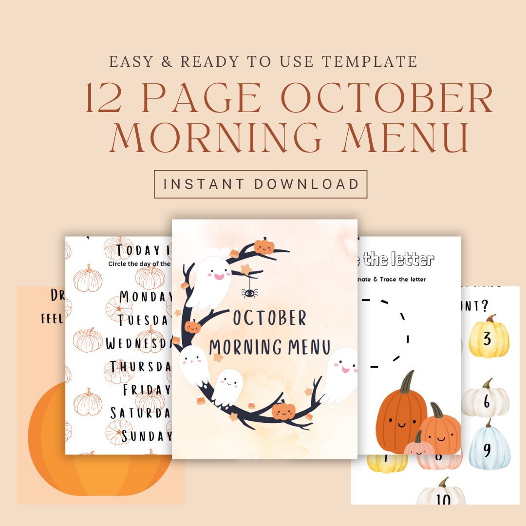 OCTOBER MORNING MENU for Preschool, Toddlers, Homeschool - Etsy