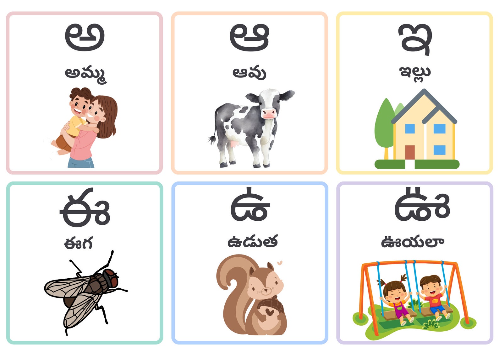 Printable Telugu Flashcards - Etsy