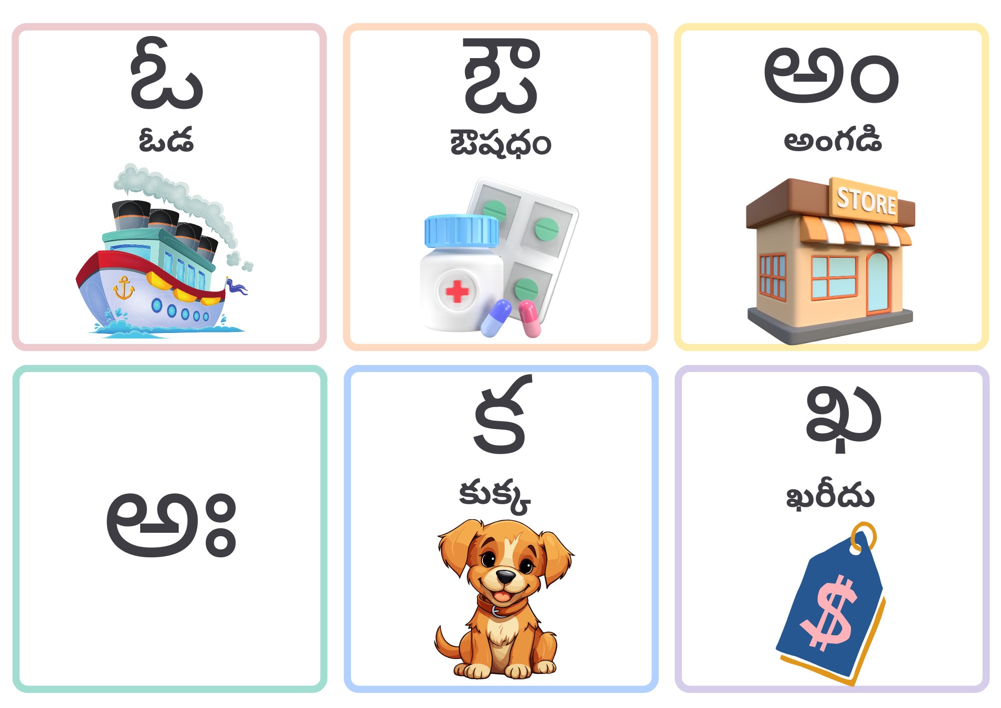 Printable Telugu Flashcards - Etsy