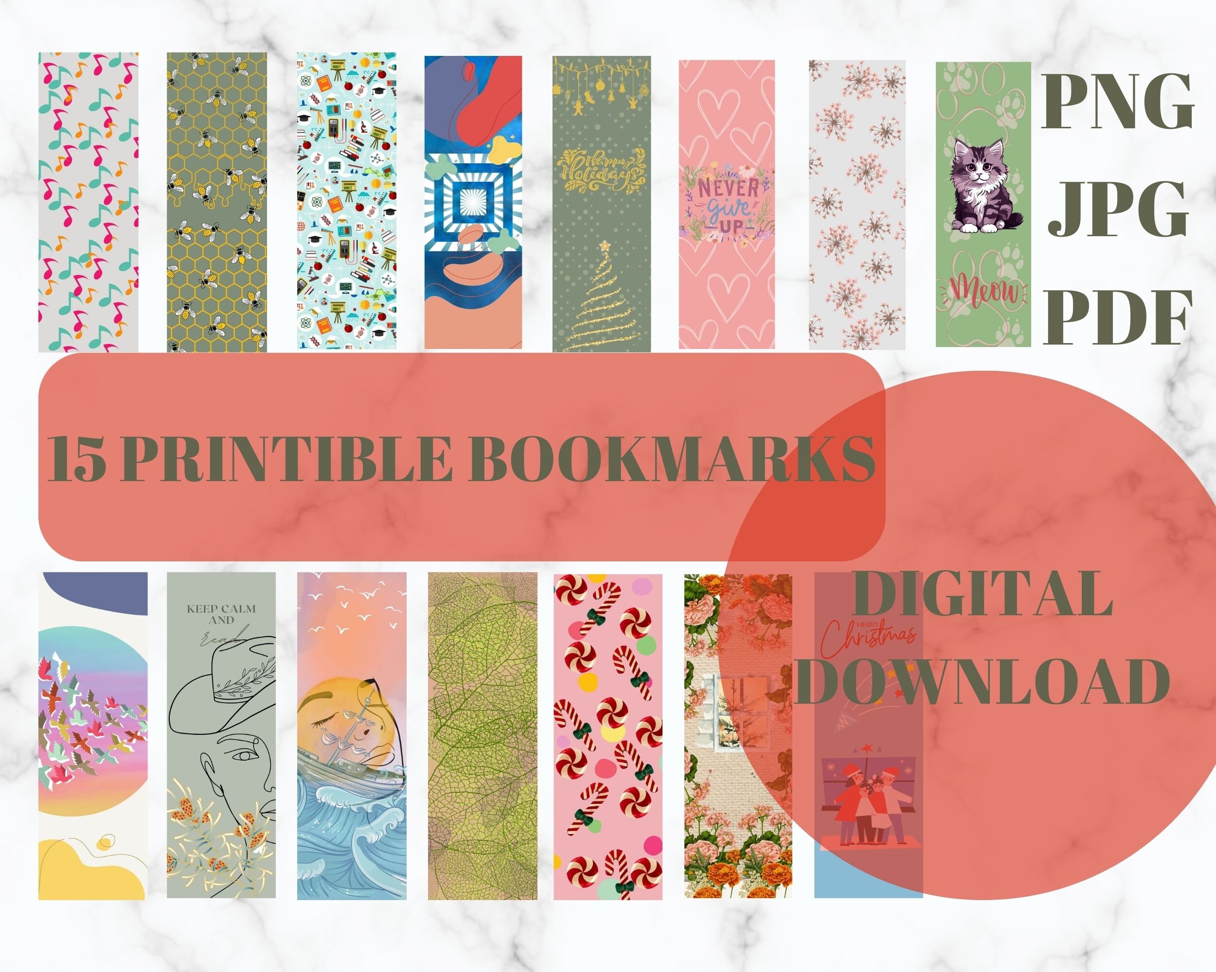 Printable Bookmarks / Bookmarks Set/instant Download for Book Lovers - Etsy