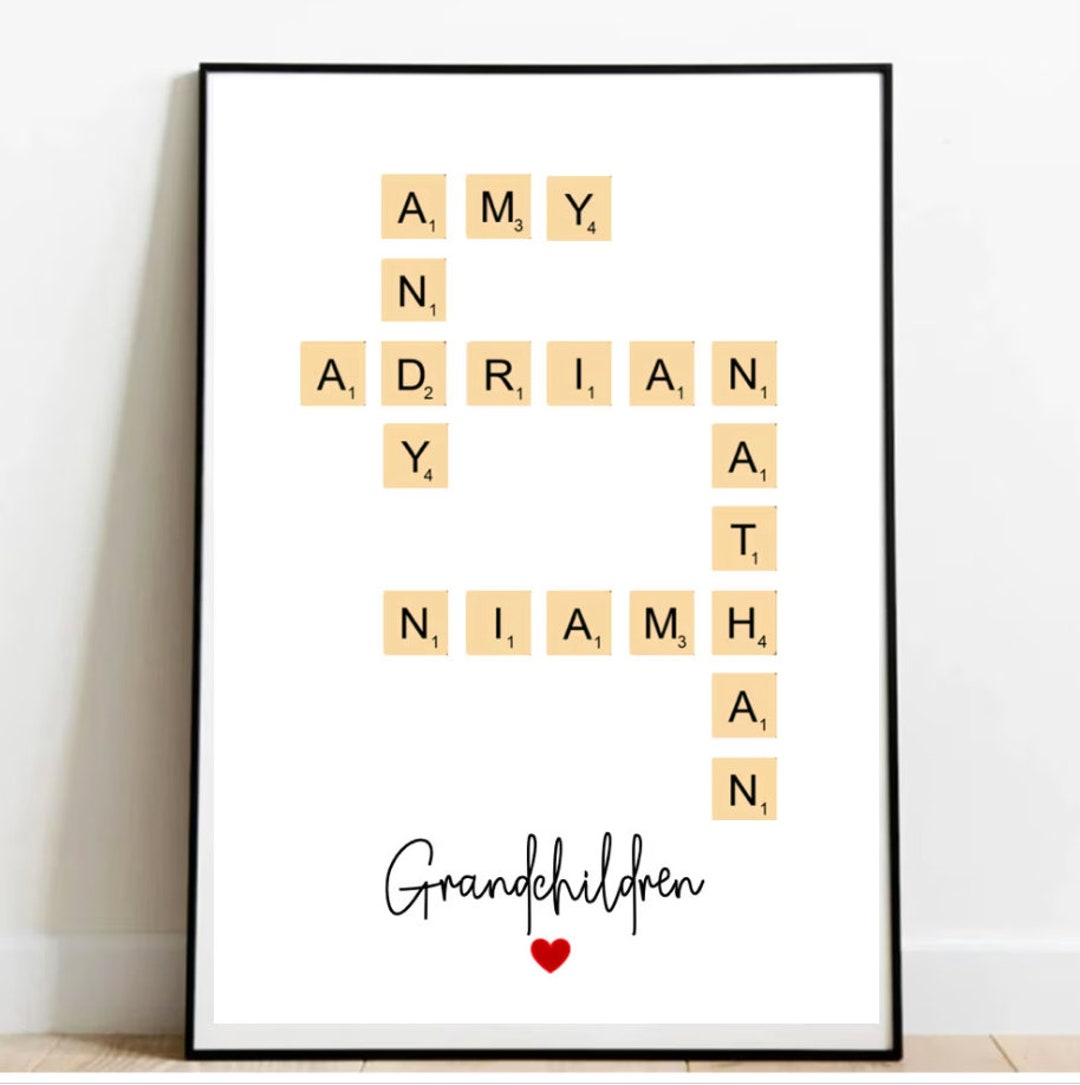 Personalized Grandchildren Scrabble Print: Handmade Family Gift - Etsy
