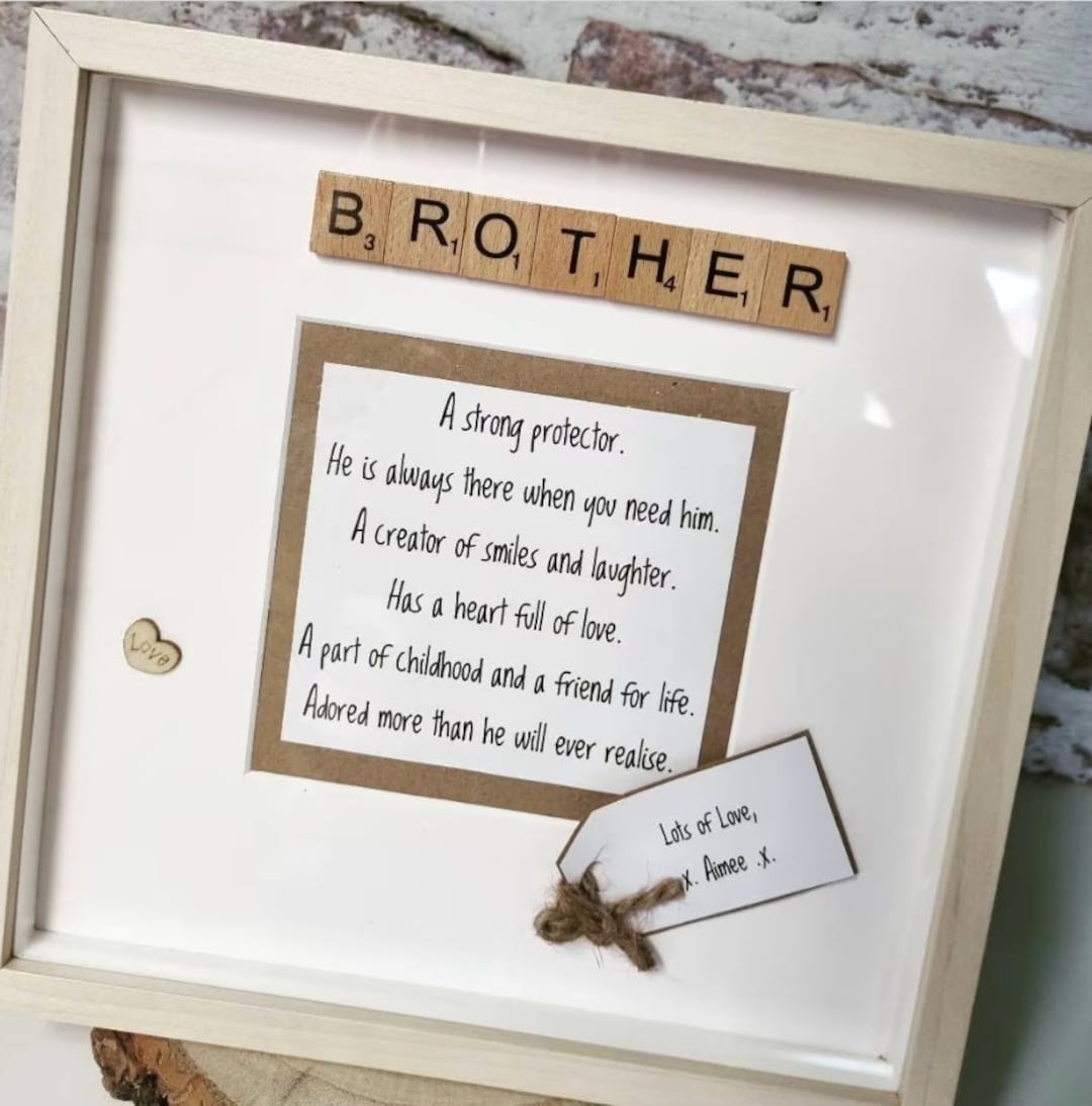 Gift for Brother, Frame for Brother, Personalised Handmade Frame for ...