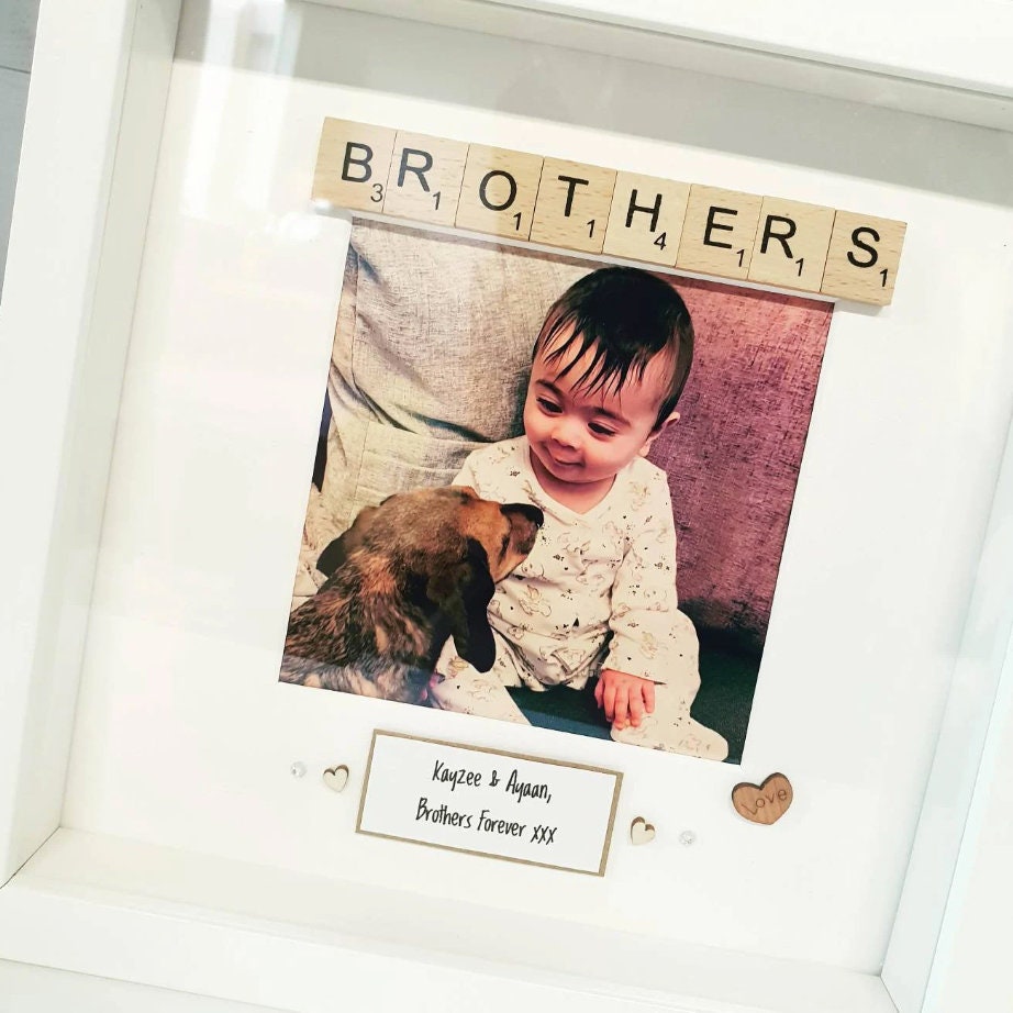 Handmade Personalised Brothers Frame Brother Sibling Scrabble Photo ...