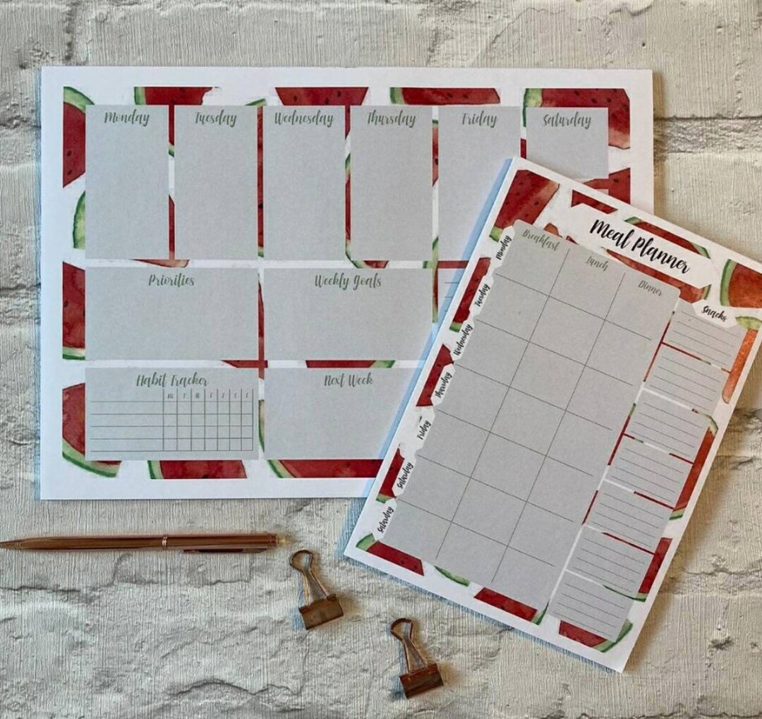 Watermelon Weekly Planner: A4 Desk Pad Set - Etsy