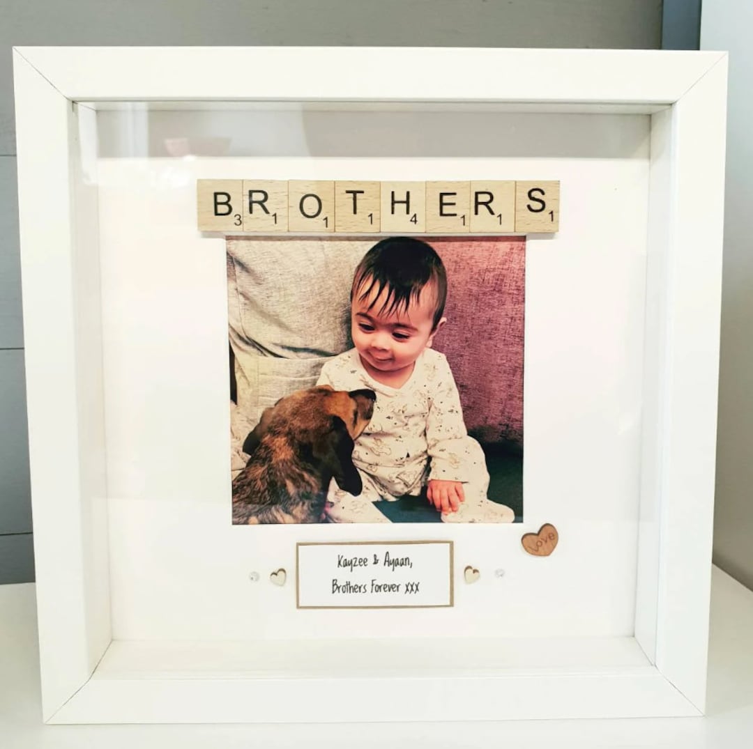 Handmade Personalised Brothers Frame Brother Sibling Scrabble Photo ...